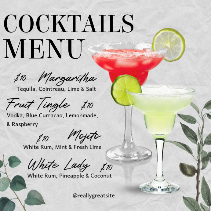 Plantilla de Cocktails Menu | PosterMyWall
