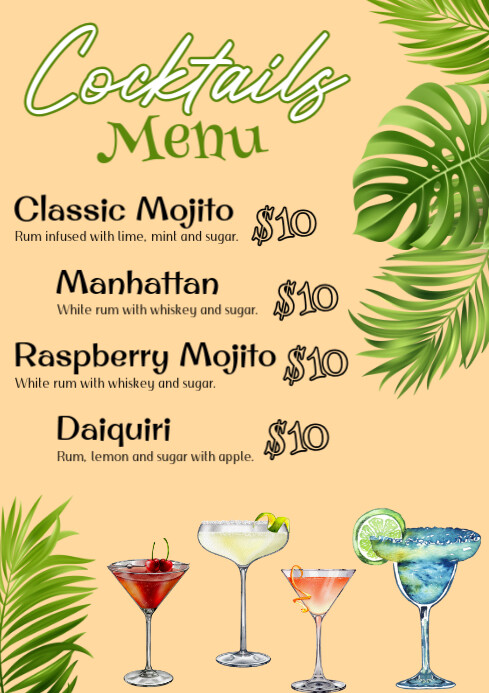 Cocktails Menu Template | PosterMyWall
