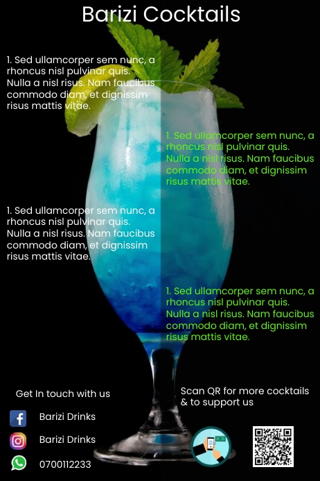 Cocktails recipe poster Template | PosterMyWall