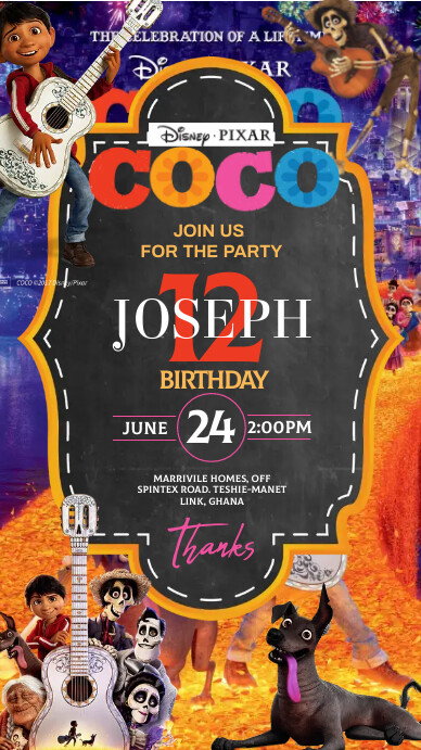 Coco Birthday Invitation Template | PosterMyWall