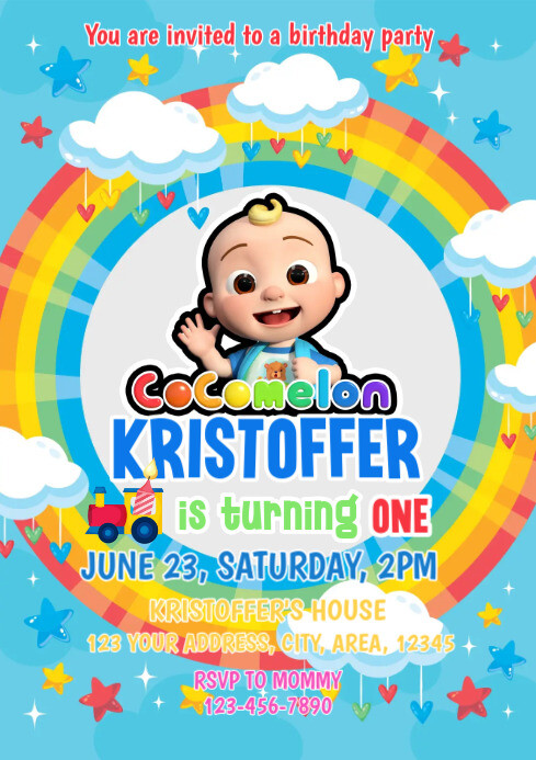 Cocomelon 4 Birthday Invitation Template | PosterMyWall