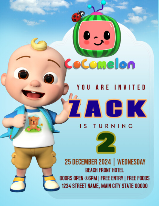 Copy of Cocomelon Birthday Flyer (us Letter) | PosterMyWall