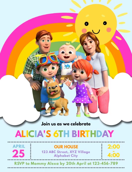 Cocomelon Birthday Invitation Template | PosterMyWall
