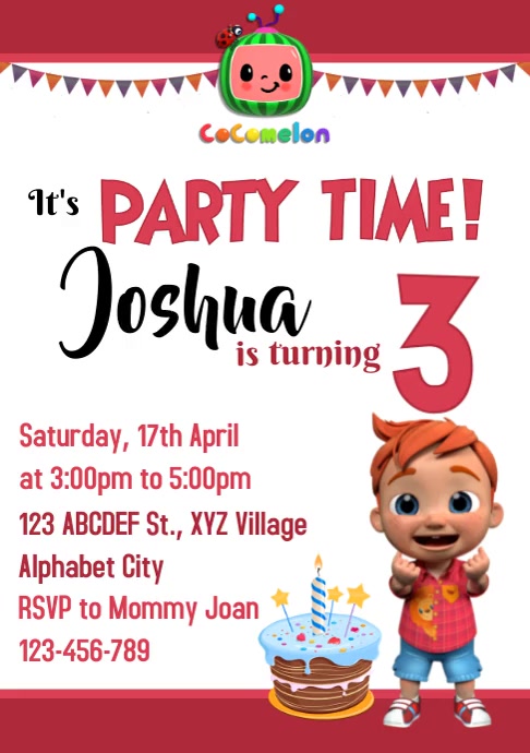 Cocomelon Birthday Invitation Template | PosterMyWall