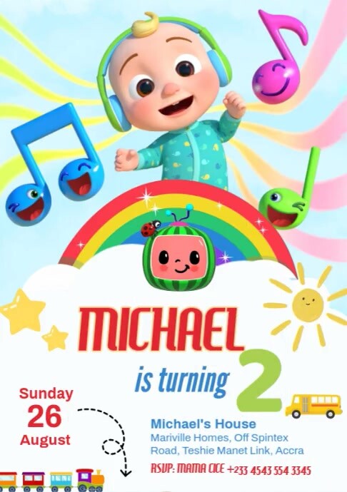 Cocomelon Birthday Invitation Template | PosterMyWall