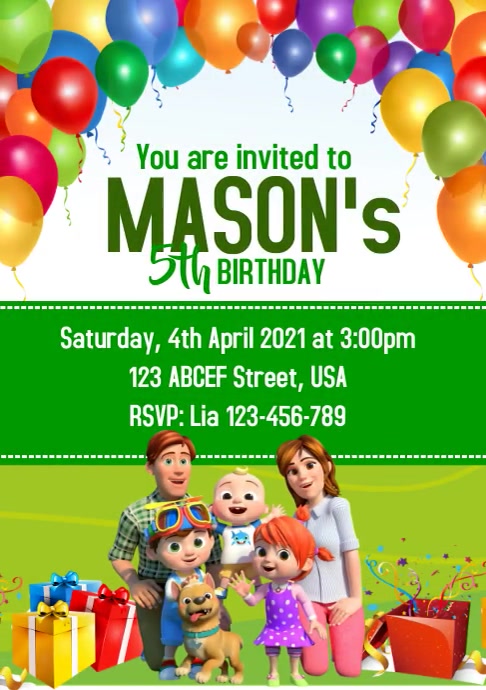 Cocomelon Birthday Invitation Template | PosterMyWall