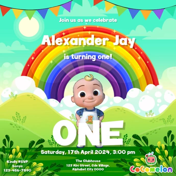 Cocomelon Birthday Invitation Instagram Post Template | PosterMyWall