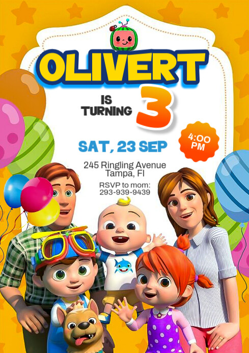 cocomelon birthday invite Template | PosterMyWall