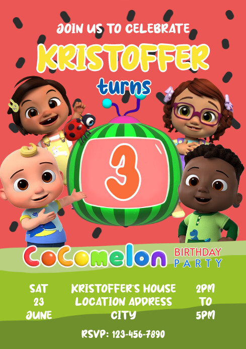 Cocomelon Fruit Birthday Invitation Template | PosterMyWall