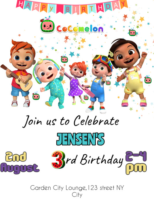 Copy of Cocomelon invitation editable | PosterMyWall