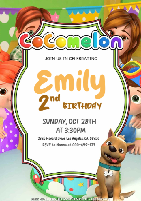 Cocomelon kids birthday invite Template | PosterMyWall
