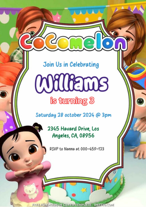 cocomelon kids birthday invite design Template | PosterMyWall
