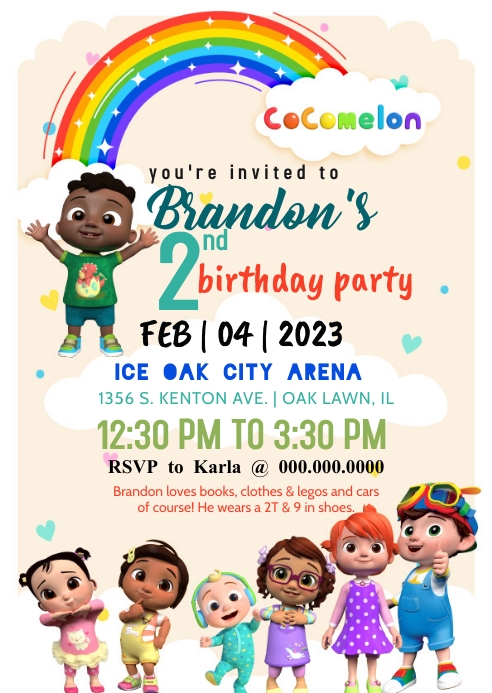 Cocomelon Kids Invite 3 | PosterMyWall