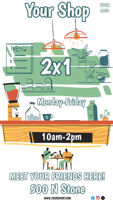 Copy of COFFEE 2X1 SPECIAL INSTAGRAM STORY AD | PosterMyWall