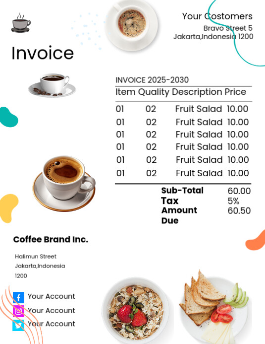 Coffee Invoice flyer Template | PosterMyWall