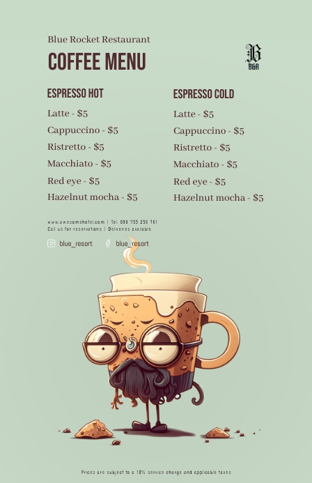 Coffee menu, espresso, drinks | PosterMyWall