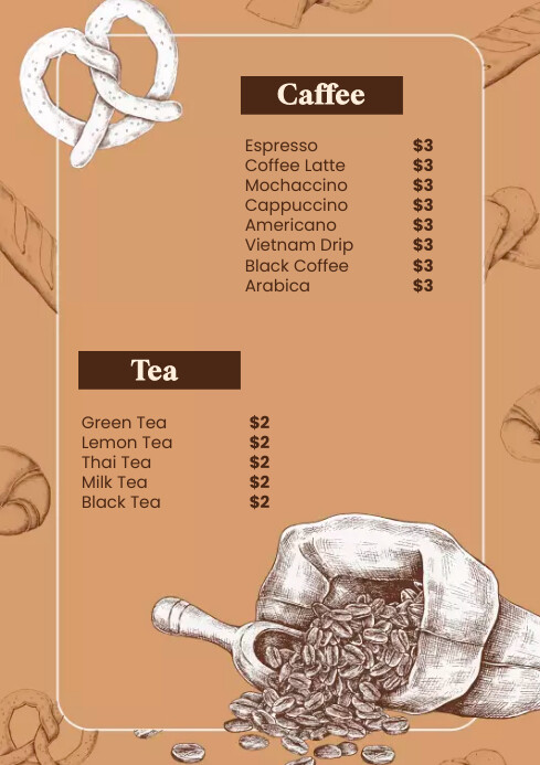 Coffee Menu A4 Template | PosterMyWall