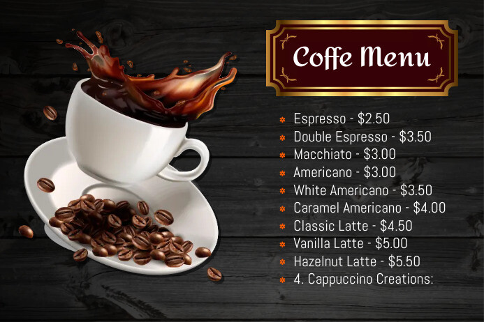 Coffee Menu Template | PosterMyWall