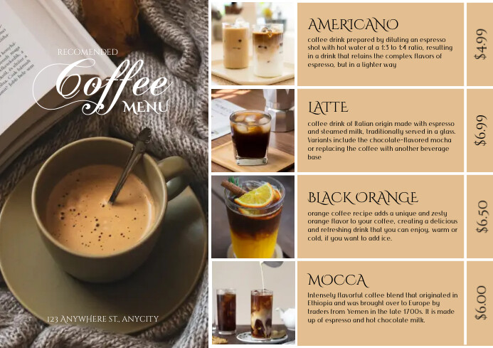 Coffee menu Landscape Template | PosterMyWall