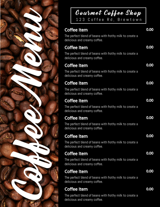 Copy of Coffee Menu Poster | PosterMyWall