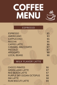 Coffee Menu Poster Template | PosterMyWall
