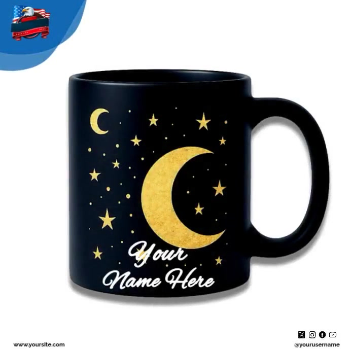 Coffee Mug Mockup | Crescent Moon & Custom Mug Design Template ...
