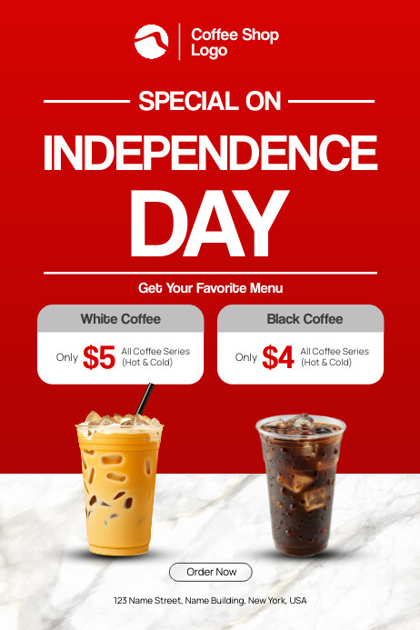 Coffee Promo Independence Day Poster Flyer Template | PosterMyWall