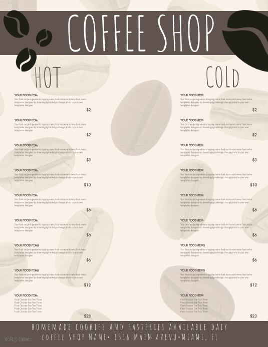 Coffee Shop Design Menu Templates | PosterMyWall