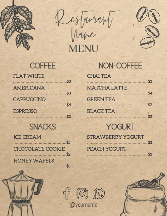 Coffee Shop Menu Template | PosterMyWall