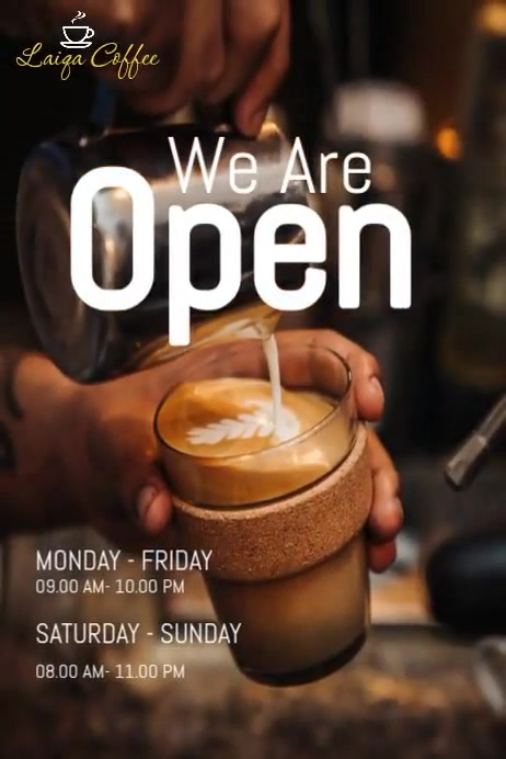 Coffee Shop Open Template | PosterMyWall