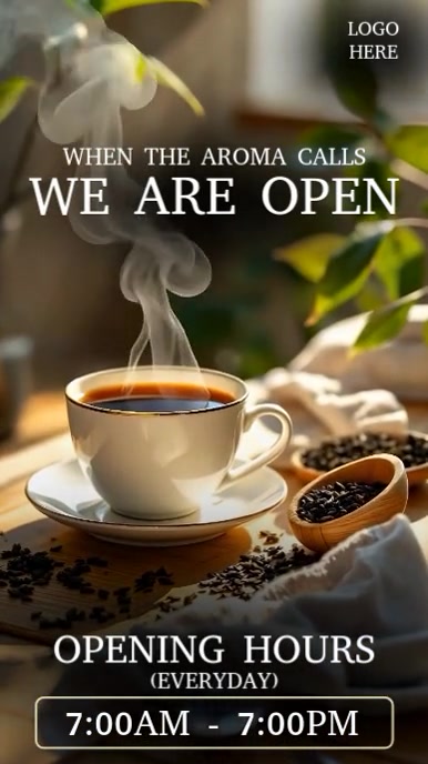 Coffee Shop Opening Hours Animated Template | PosterMyWall