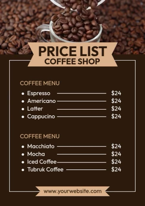 Coffee Shop Price List Template | PosterMyWall