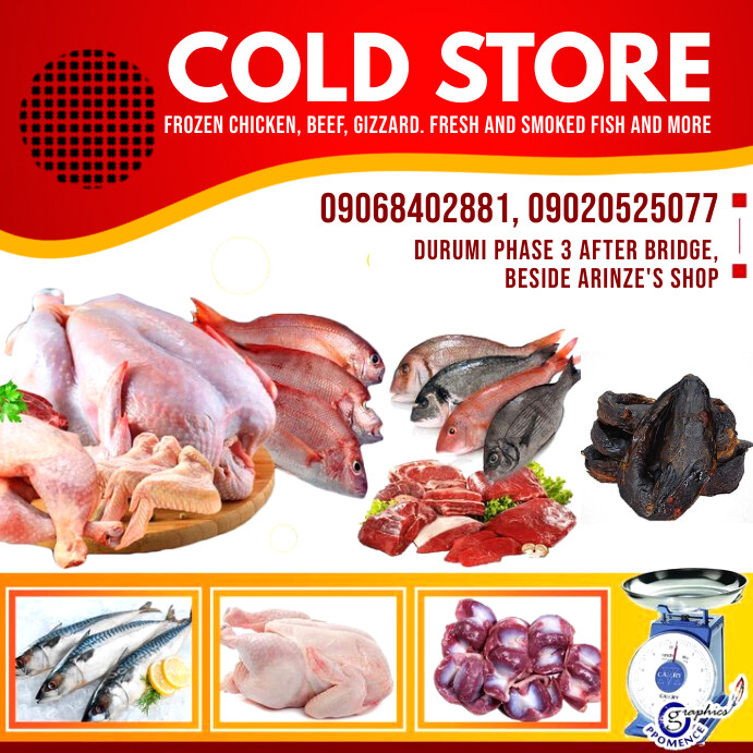 Cold frozen food 3x3 square banner Template | PosterMyWall