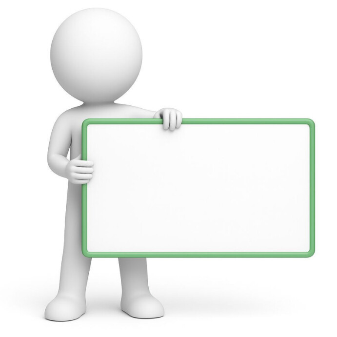 Collage 3d Stickman Holding Blank Sign With Green Border – Editable ...