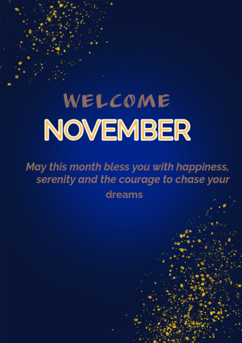 Collage Blue November Greetings Card A2 Template | PosterMyWall
