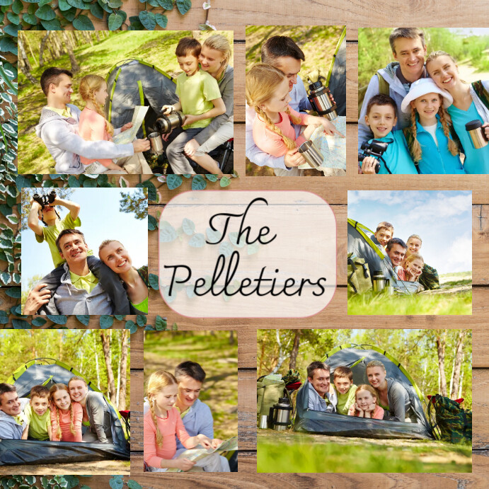 Collage Digital Family Card Brown Wood Green Plants Instagram Post ...