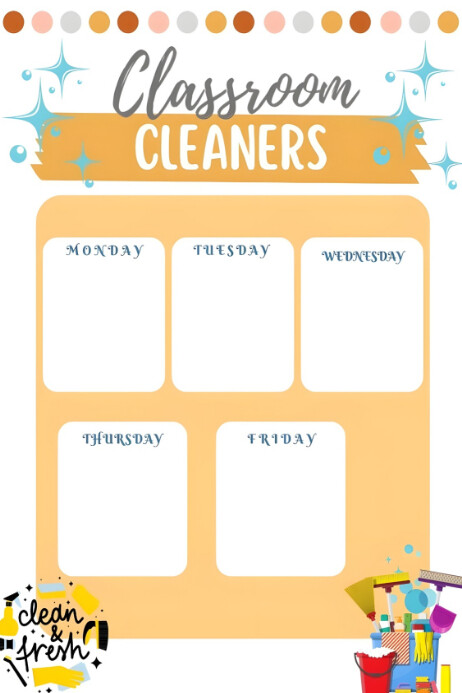 Collage Editable Classroom Cleaners Chart Template – Weekly School ...