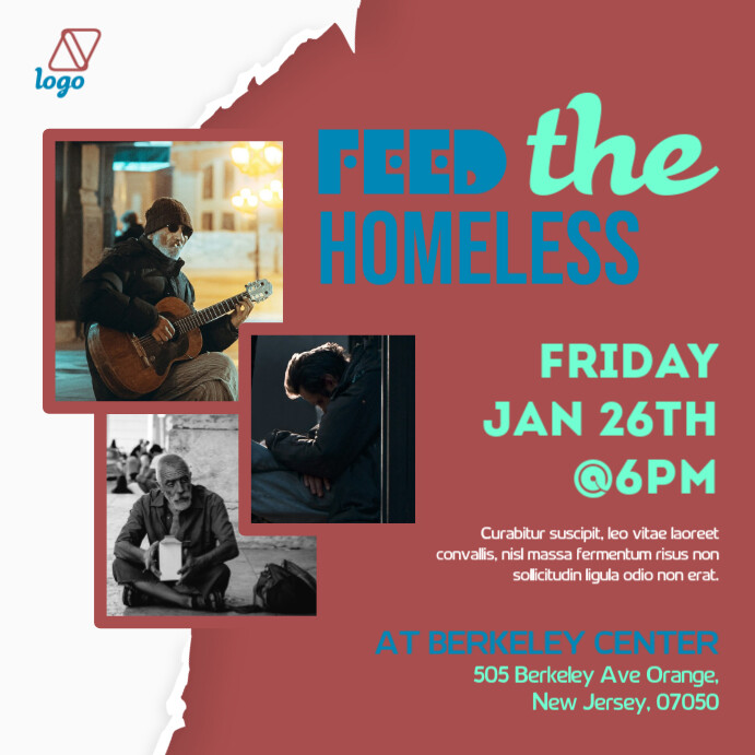 Collage Feed The Homeless Instagram Post Template | PosterMyWall