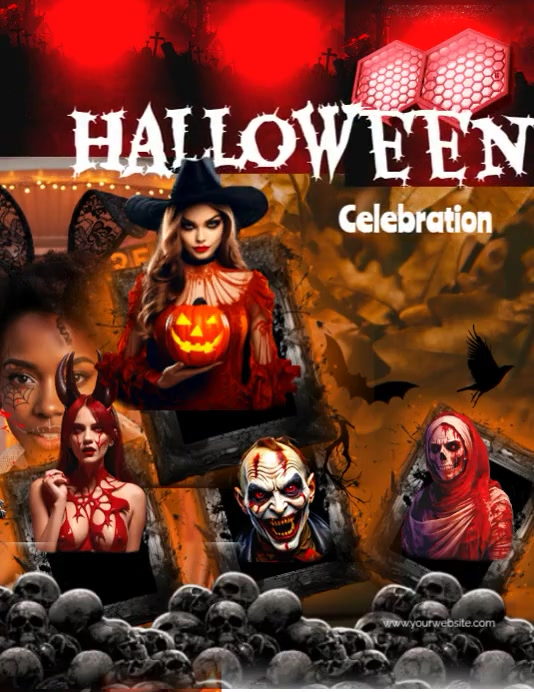 Collage Happy Halloween Social Media Post Flyer (us Letter) Template ...