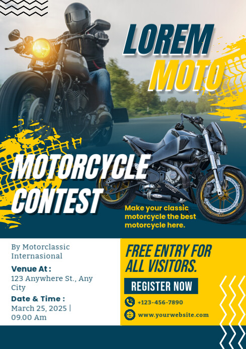 Collage Motorcycle Contest Informational Event Flyer Template ...
