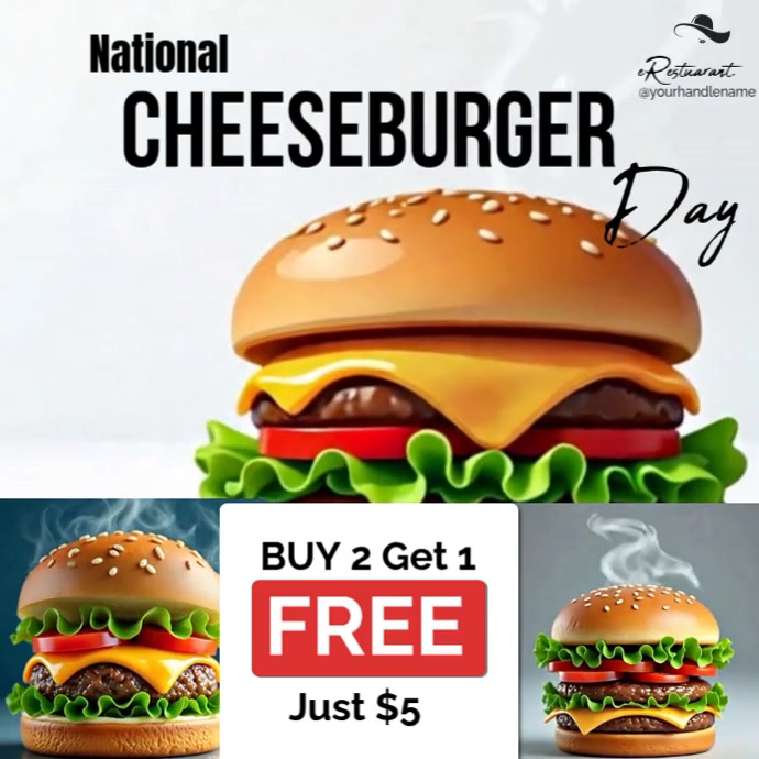 Collage National Cheeseburger Day Instagram Post Template | PosterMyWall