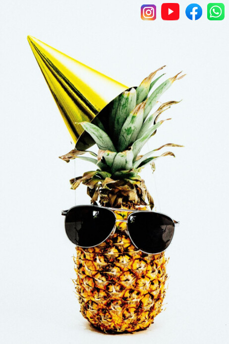 Collage Pineapple With Sunglasses Poster Template | PosterMyWall