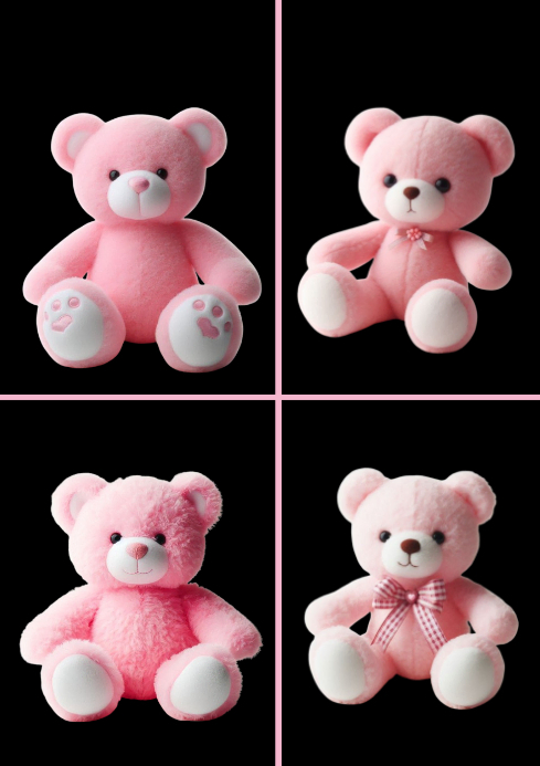 Collage Pink Teddy Bear A4 Template | PosterMyWall