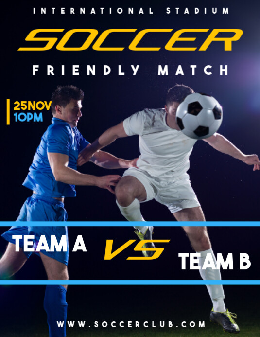 Collage Soccer Team Friendly Match Flyer (us Letter) Template ...