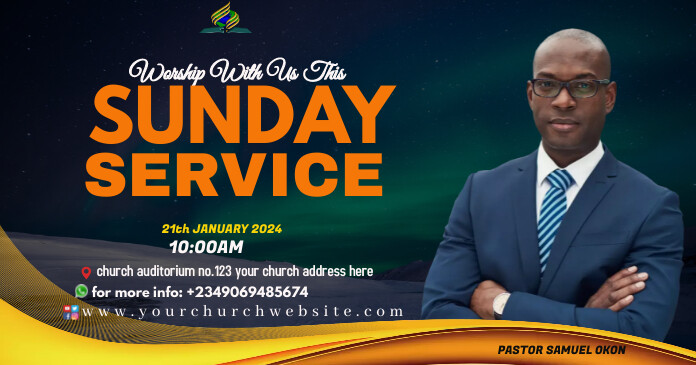 Collage Sunday Church Service Facebook Shared เทมเพลต | PosterMyWall