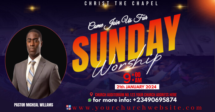 Collage Sunday Service Facebook Shared Image Template | PosterMyWall