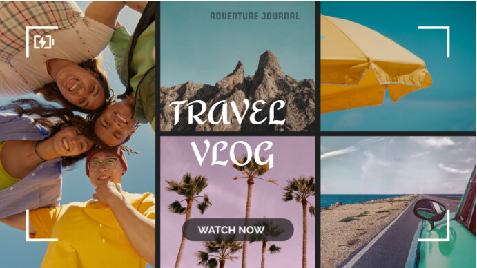 Collage Travel Vlog Youtube Thumbnail Template | PosterMyWall
