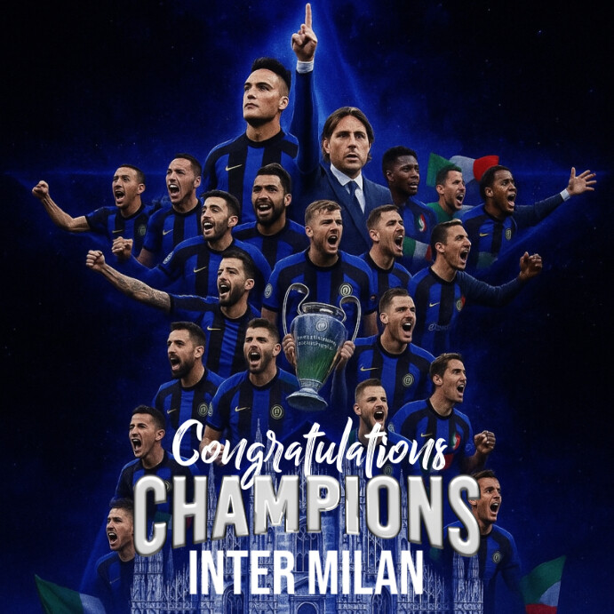 Collage Uefa Champions League 2025 Winner Instagram Post Template ...