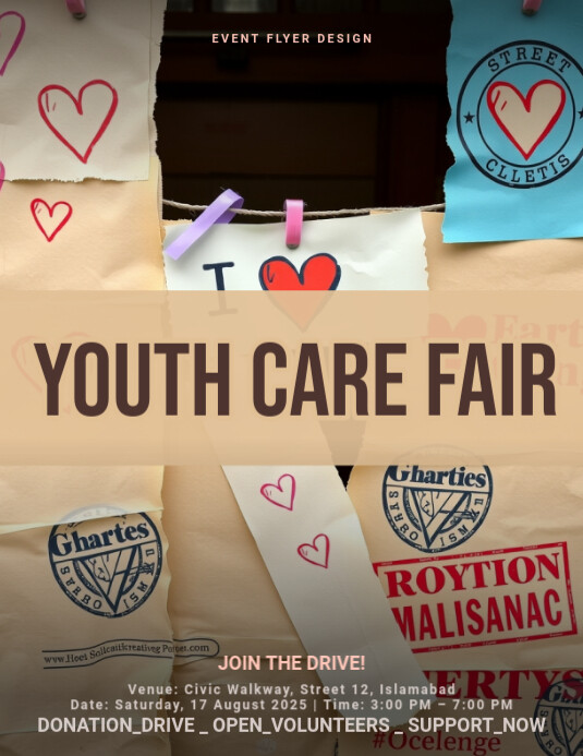 Collage Urban Charity Event Flyer Template For Youth Donation Pop-up ...