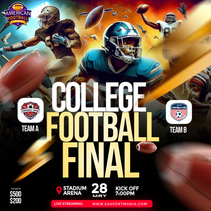 Copy of College Football Big Game Match Design for Social Media ...